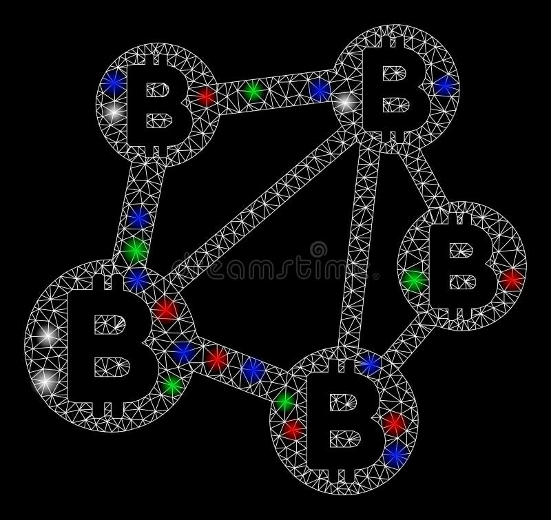 Bright Mesh Wire Frame Bitcoin Network with Flare Spots Stock ...