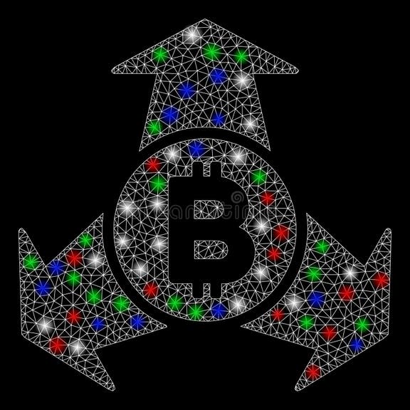 Bright Mesh Wire Frame Bitcoin Spend Arrows with Flash Spots Stock ...