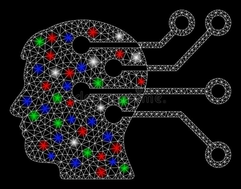 Bright Mesh Wire Frame Brain Interface Circuit with Flare Spots Stock ...