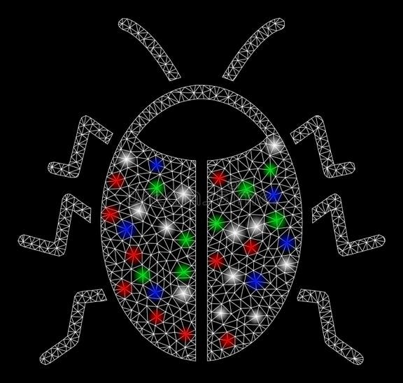 Bright Mesh Wire Frame Bug with Flash Spots Stock Illustration ...