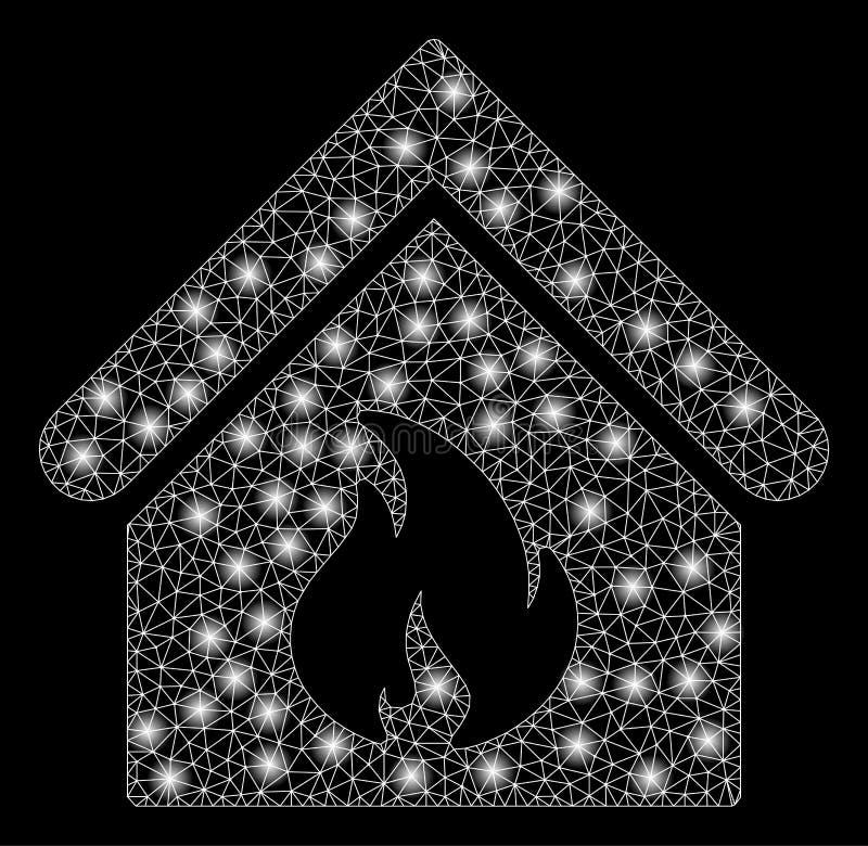 Bright Mesh Wire Frame Building Fire with Flare Spots Stock Vector ...