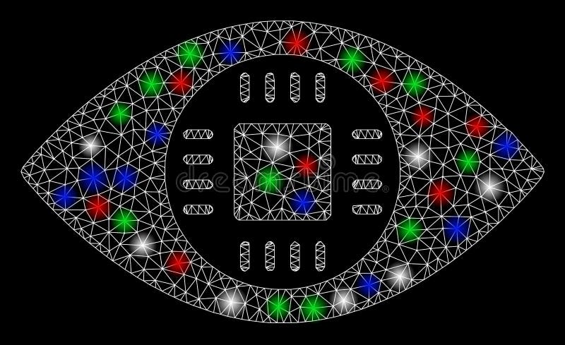 Bright Mesh Wire Frame Chip Eye Lens with Flare Spots Stock Vector ...