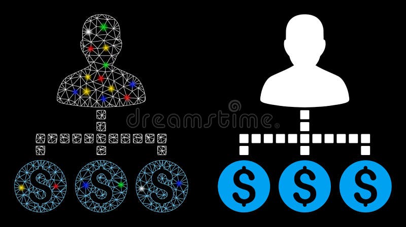 Bright Mesh Wire Frame Client Payments Icon with Flash Spots Stock ...