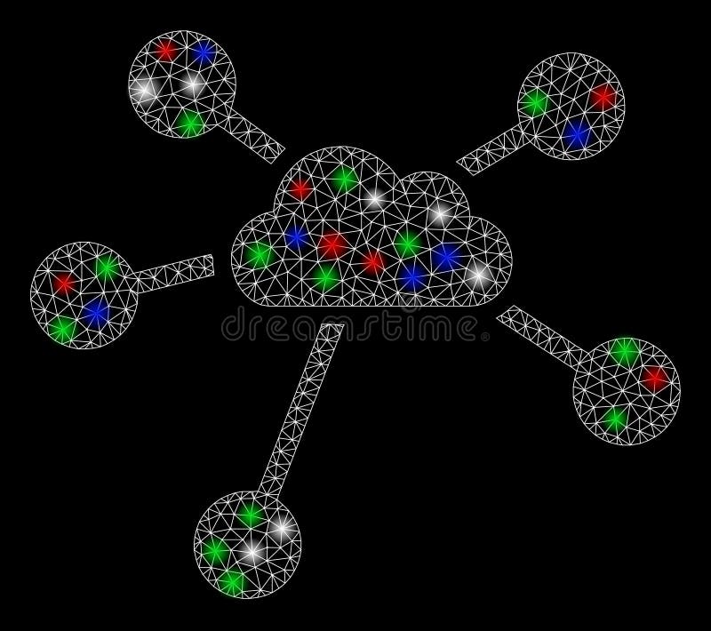 Bright Mesh Wire Frame Cloud Connections with Flash Spots Stock Vector ...