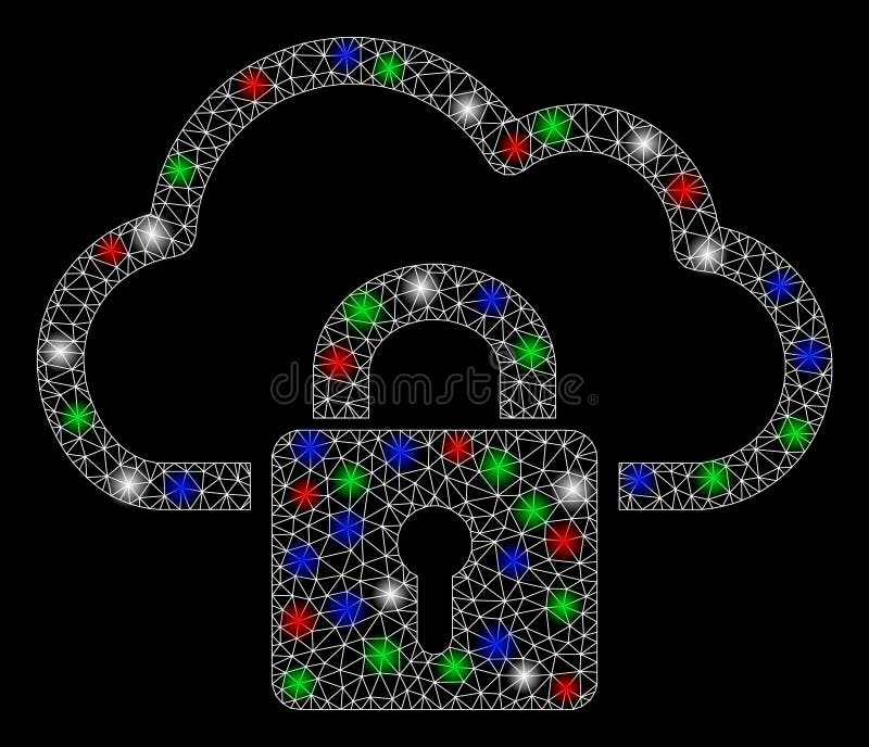 Bright Mesh Wire Frame Cloud Locked with Flare Spots Stock Vector ...