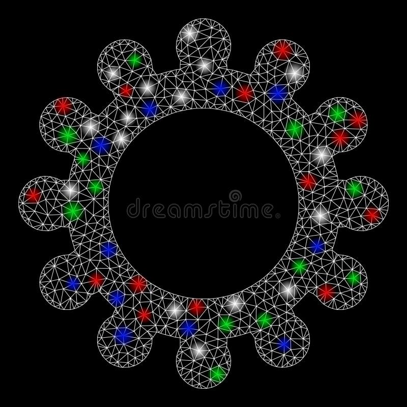 Bright Mesh Wire Frame Cog with Flare Spots Stock Vector - Illustration ...