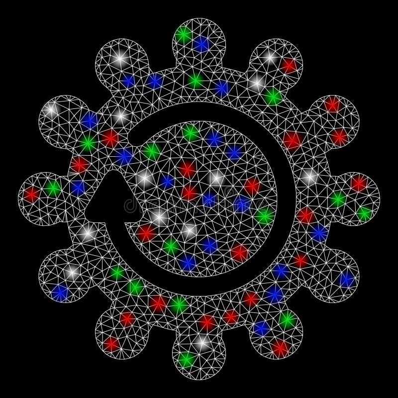 Bright Mesh Wire Frame Cog Rotation with Light Spots Stock Vector ...