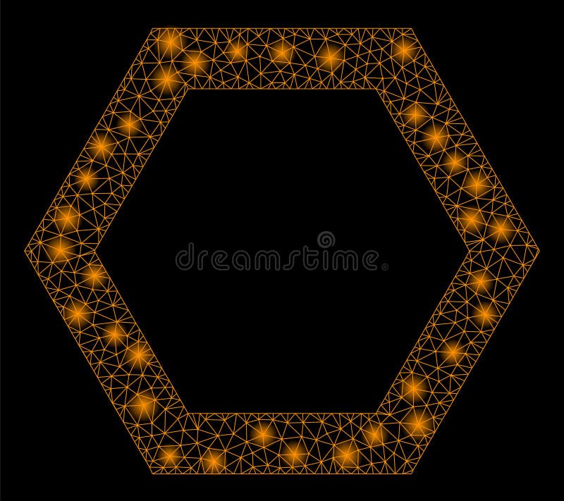 Bright Mesh Wire Frame Contour Hexagon with Flare Spots Stock Vector ...
