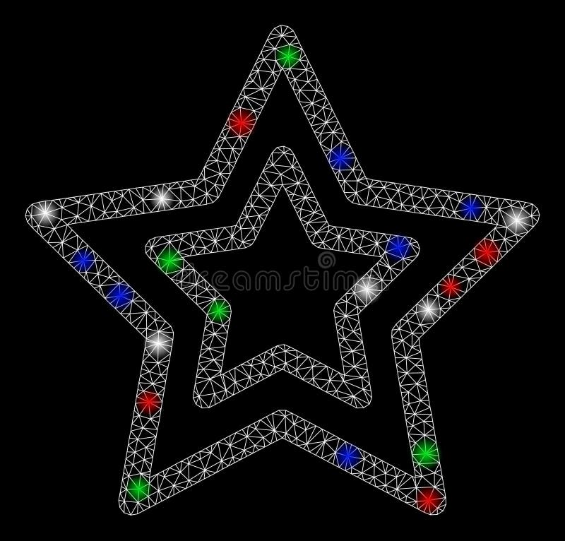 Bright Mesh Wire Frame Countour Stars with Flash Spots Stock ...