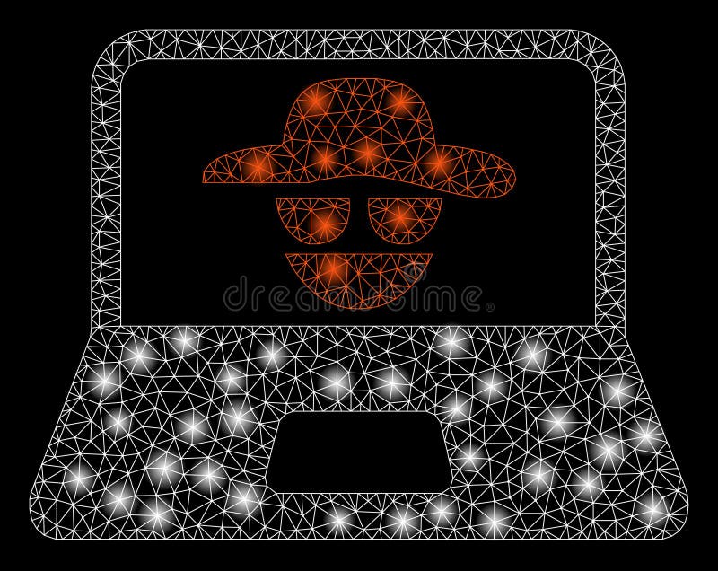 Bright Mesh Wire Frame Cyber Crime with Flare Spots Stock Vector ...