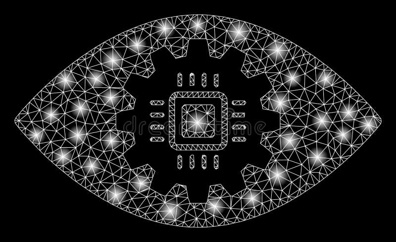Bright Mesh Wire Frame Cyborg Eye Lens with Light Spots Stock Vector ...