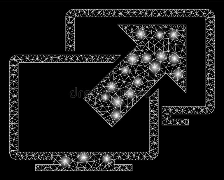 Bright Mesh Wire Frame Data Transfer with Light Spots Stock Vector ...