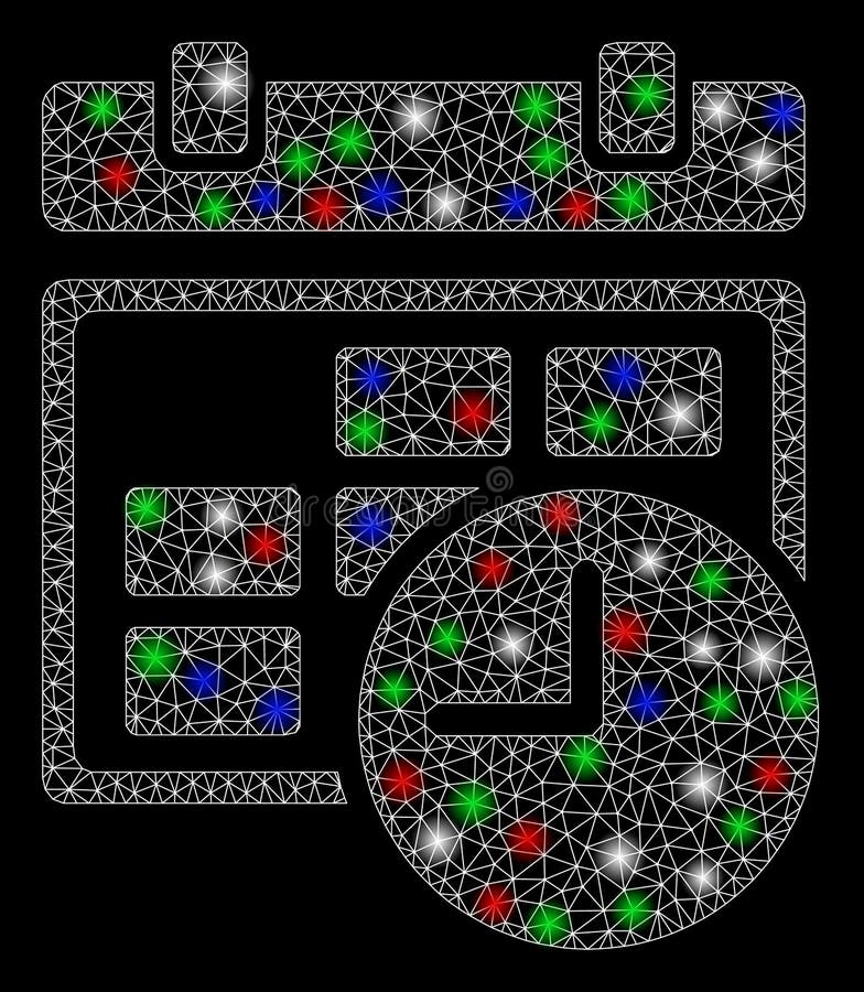 Bright Mesh Wire Frame Date and Time with Light Spots Stock Vector ...