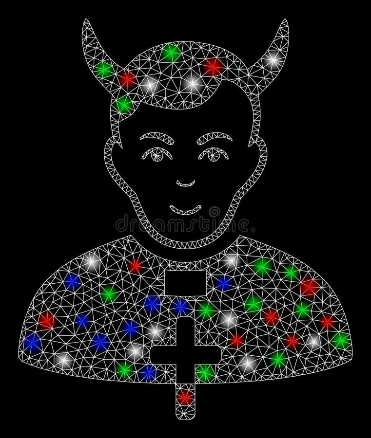 Bright Mesh Wire Frame Devil Priest with Flare Spots Stock Vector ...