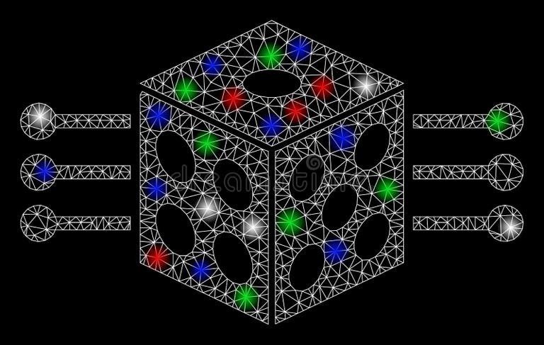 Bright Mesh Wire Frame Dice Links with Flash Spots Stock Vector ...