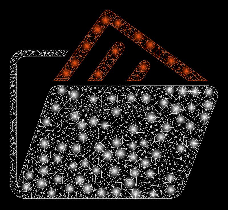 Bright Mesh Wire Frame Document Folder with Light Spots Stock Vector ...