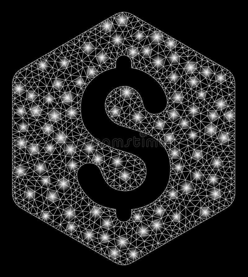 Bright Mesh Wire Frame Dollar Hexagon with Flash Spots Stock Vector ...
