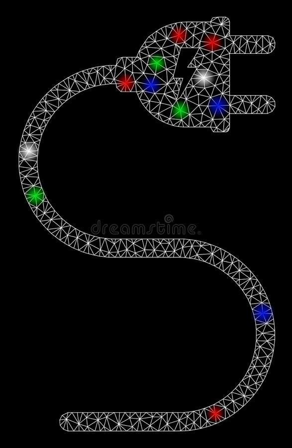 Bright Mesh Wire Frame Electrical Cable with Flash Spots Stock Vector ...