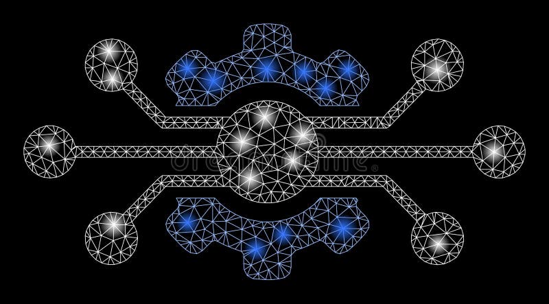 Bright Mesh Wire Frame Electronic Cog with Light Spots Stock ...