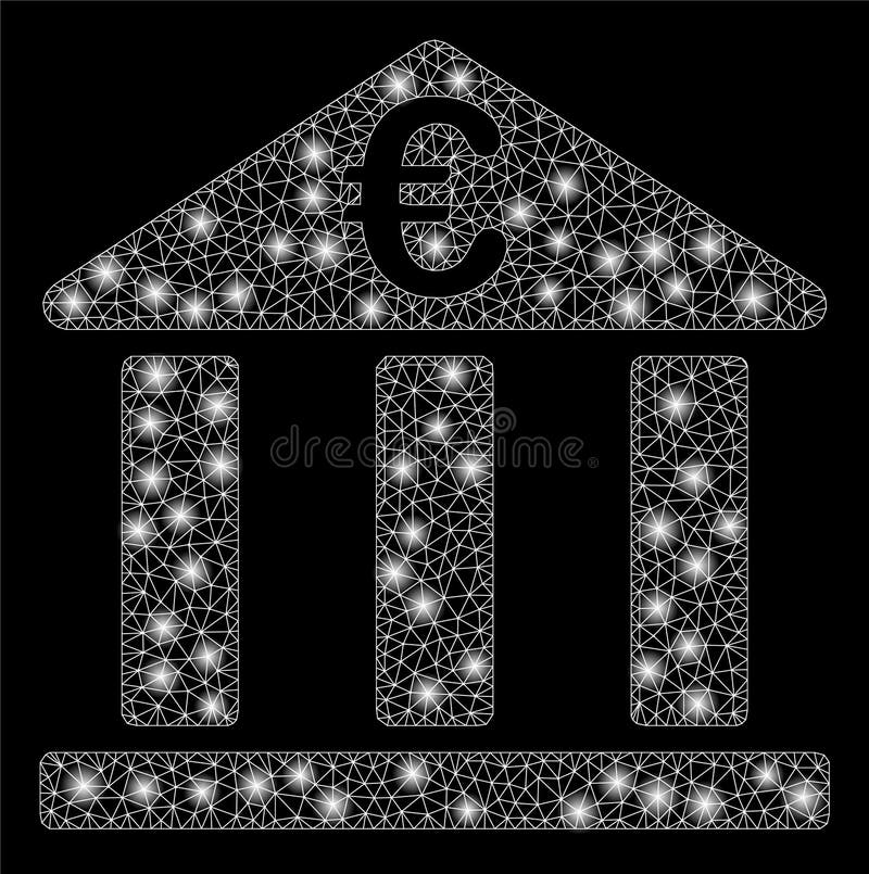 Bright Mesh Wire Frame Euro Bank Building with Flare Spots Stock Vector ...