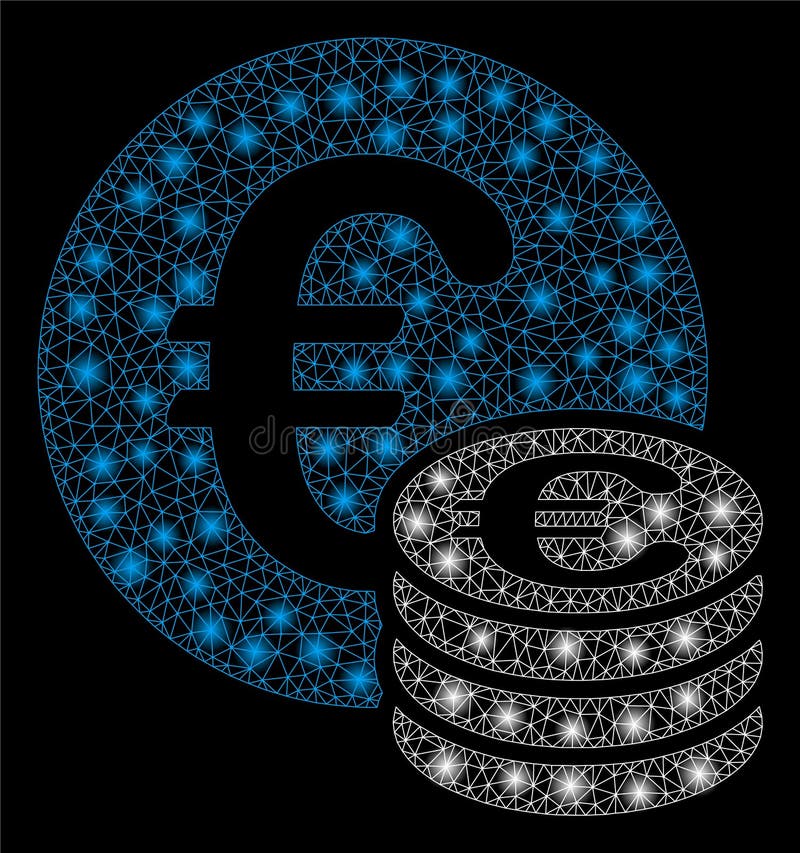 Bright Mesh Wire Frame Euro Coin Stack with Light Spots Stock Vector ...