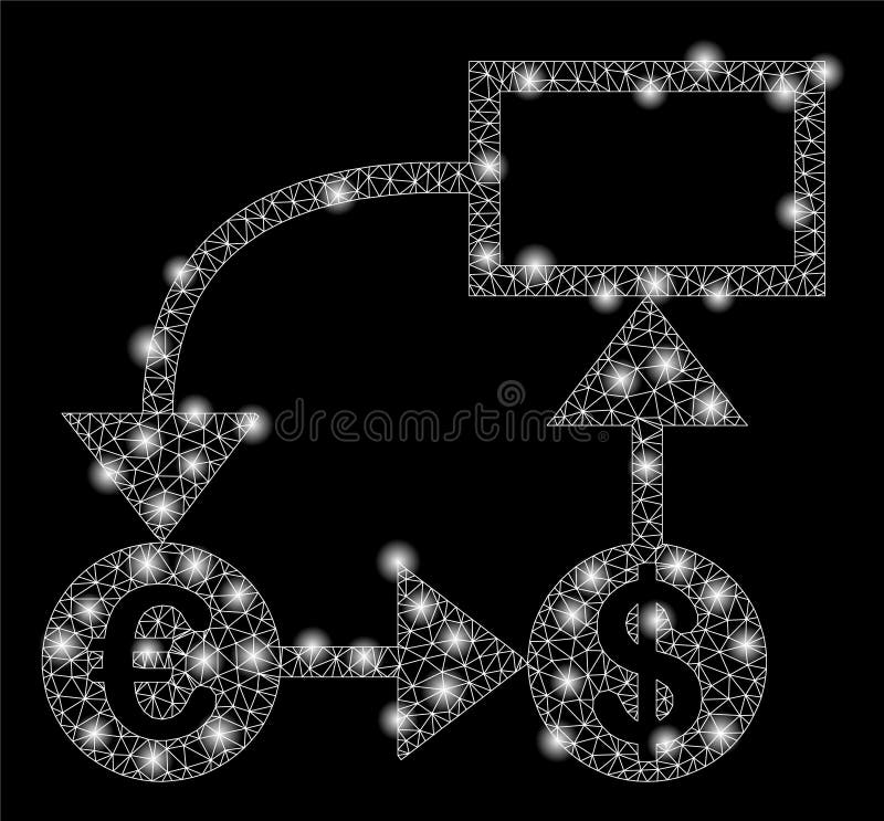 Bright Mesh Wire Frame Euro and Dollar Flow Chart with Flash Spots ...