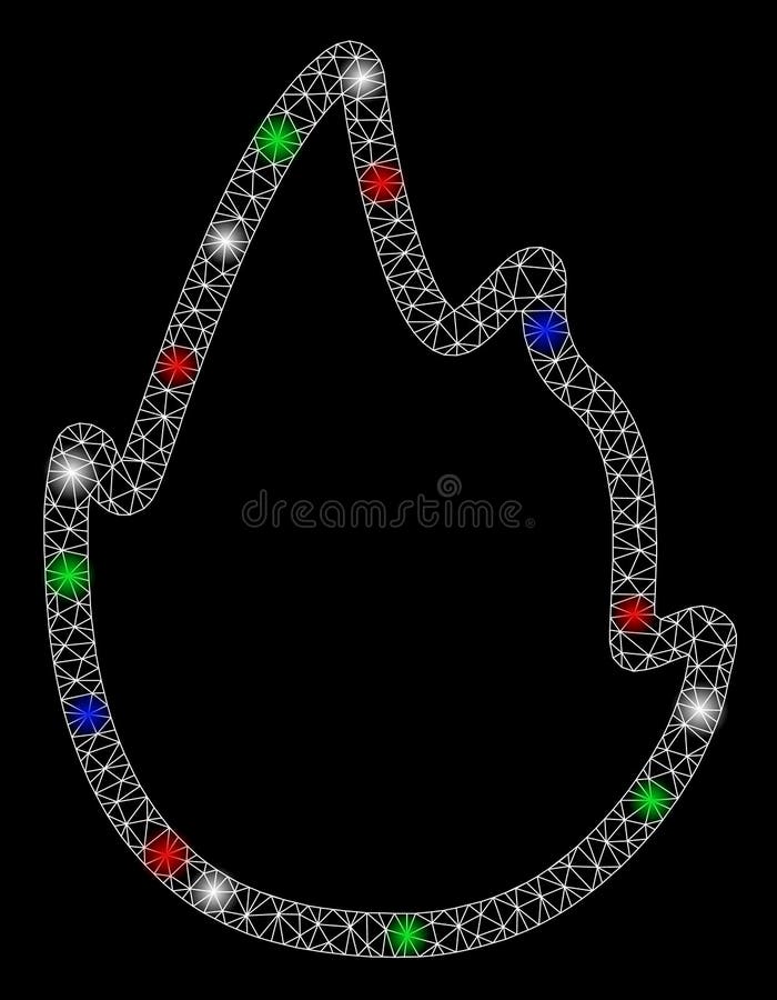 Bright Mesh Wire Frame Fire Contour with Light Spots Stock Illustration ...