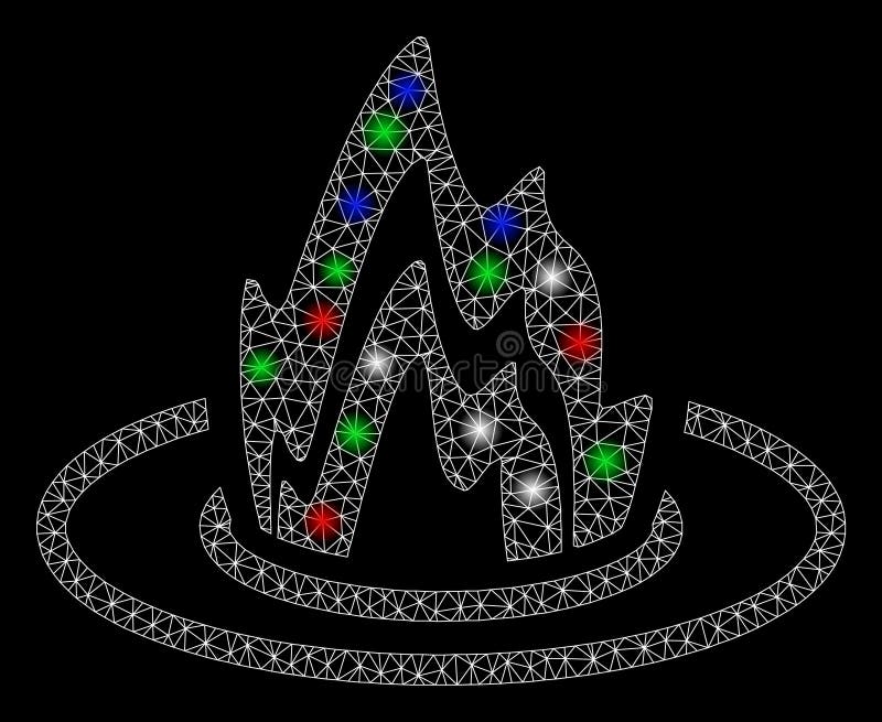 Bright Mesh Wire Frame Fire Location with Flare Spots Stock Vector ...