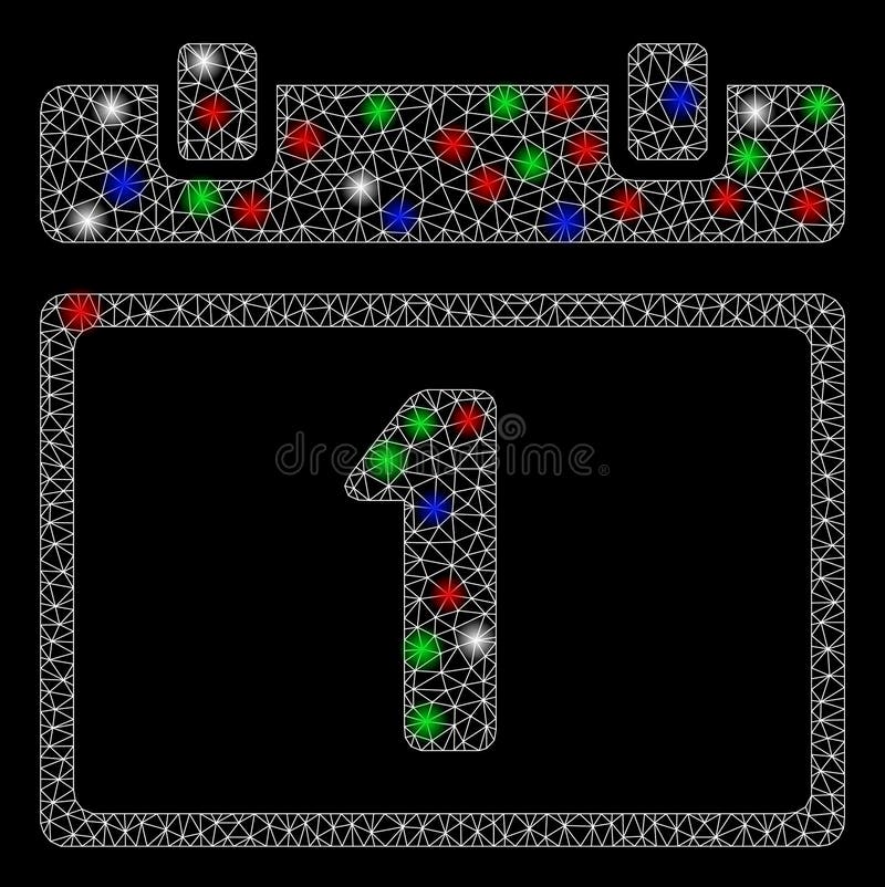 Bright Mesh Wire Frame First Day Calendar Page with Flare Spots Stock ...