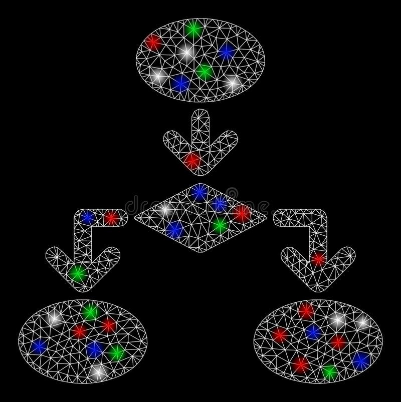 Bright Mesh Wire Frame Flowchart with Flash Spots Stock Vector ...