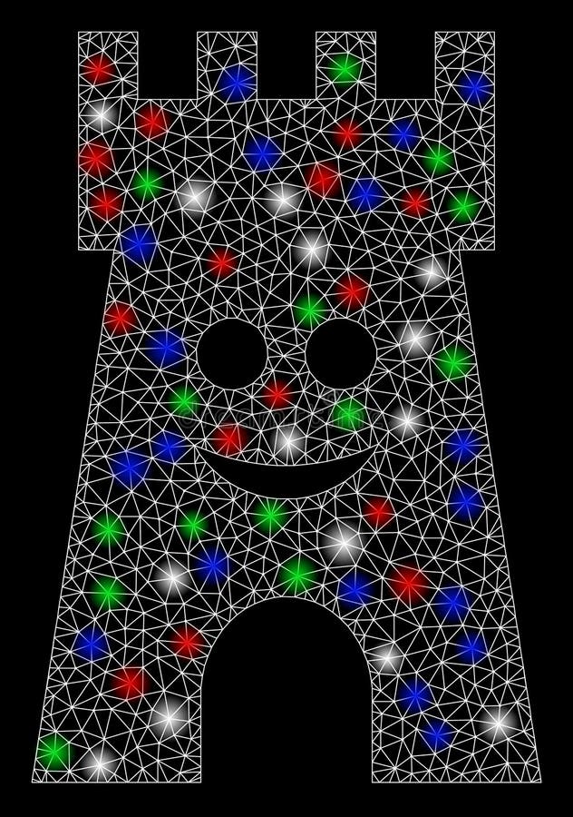 Bright Mesh Wire Frame Happy Fort Tower with Flare Spots Stock Vector ...