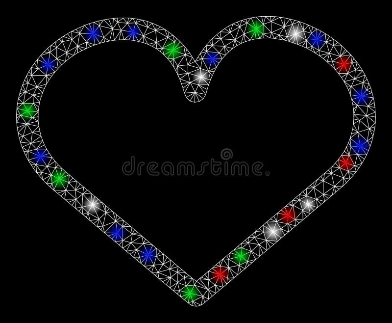 Bright Mesh Wire Frame Heart with Flare Spots Stock Illustration ...