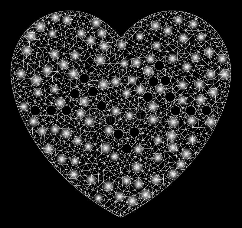 Bright Mesh Wire Frame Heart Pulse with Flash Spots Stock Vector ...