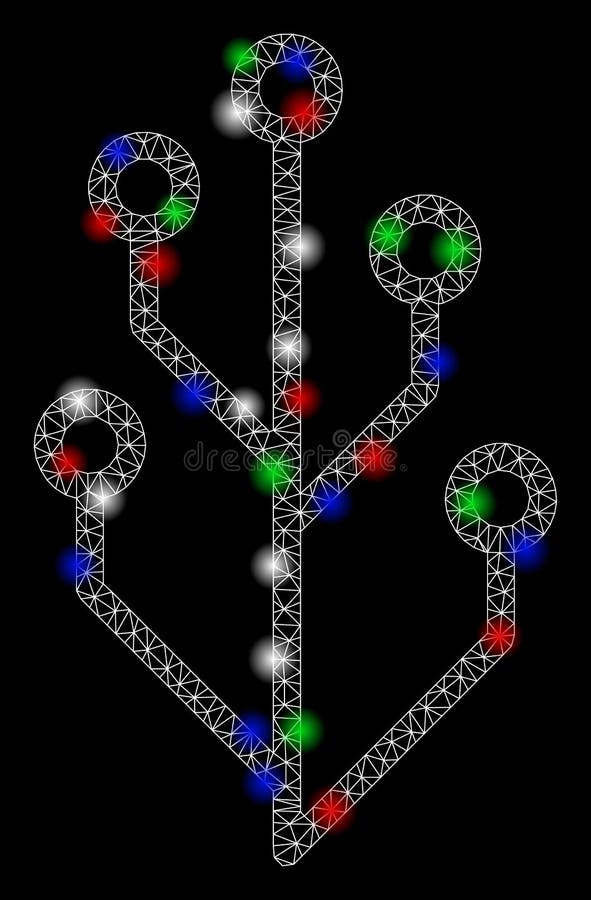 Bright Mesh Wire Frame Hi-Tech Tree with Flash Spots Stock Vector ...