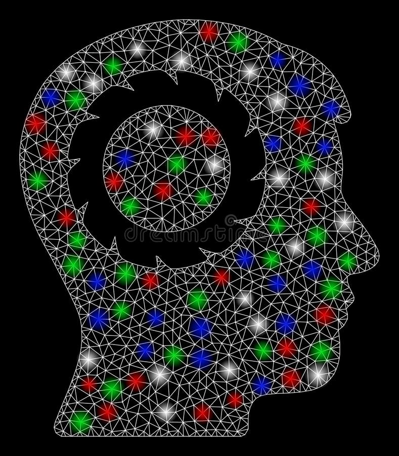 Bright Mesh Wire Frame Human Memory Wheel with Flare Spots Stock Vector ...