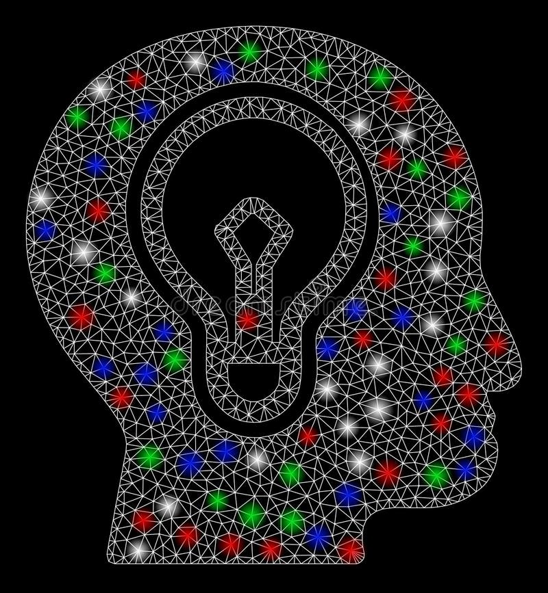 Bright Mesh Wire Frame Idea Bulb with Light Spots Stock Vector ...