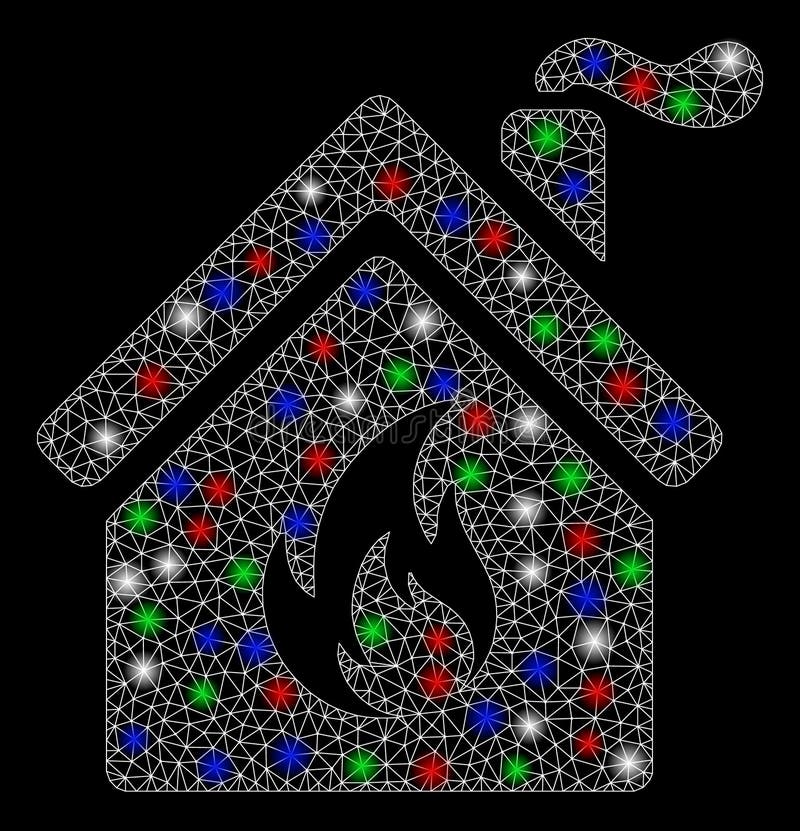 Bright Mesh Wire Frame Kitchen Fire with Flash Spots Stock Vector ...