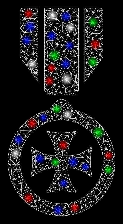 Bright Mesh Wire Frame Maltese Cross with Light Spots Stock Vector ...