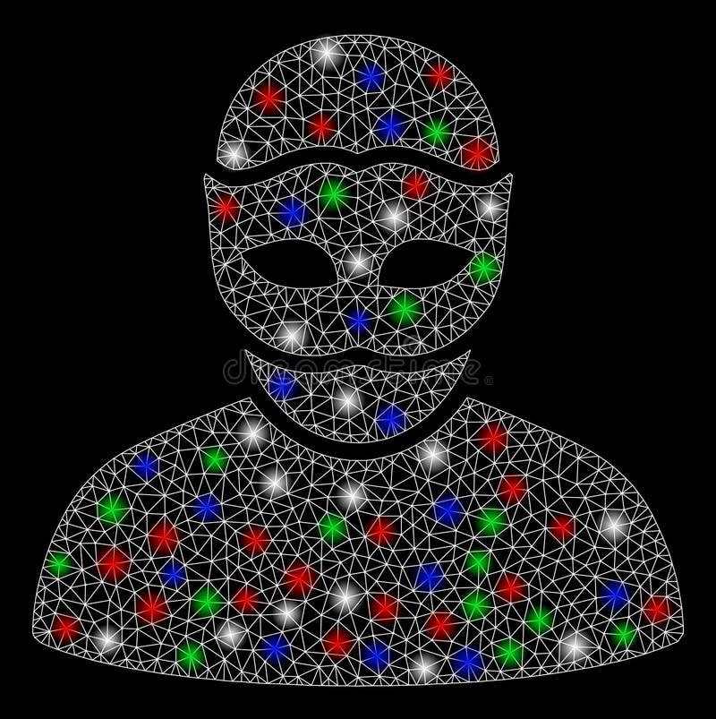 Bright Mesh Wire Frame Mask Person with Flare Spots Stock Illustration ...