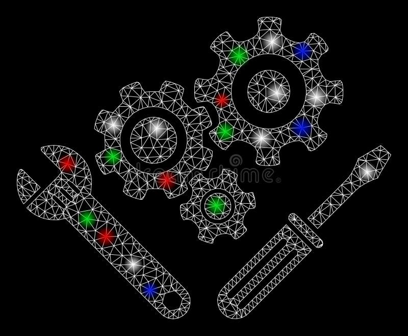 Bright Mesh Wire Frame Mechanics Tools with Flash Spots Stock Vector ...