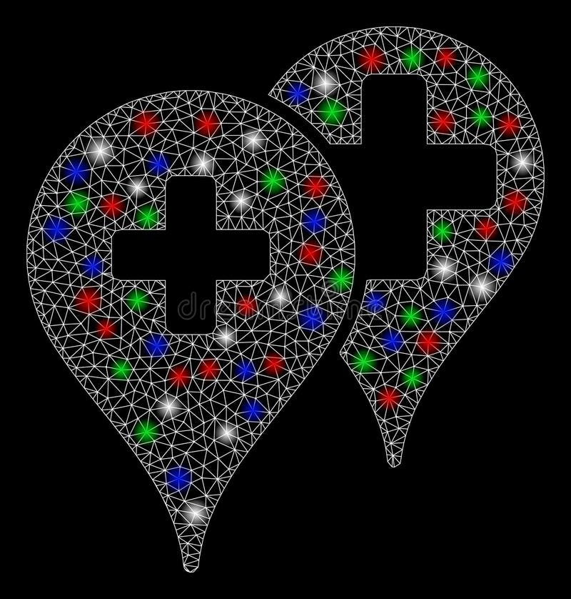 Bright Mesh Wire Frame Medical Map Markers with Light Spots Stock ...