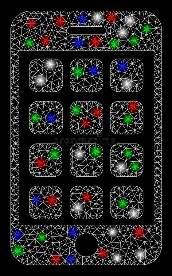 Bright Mesh Wire Frame Mobile Apps with Flash Spots Stock Vector ...