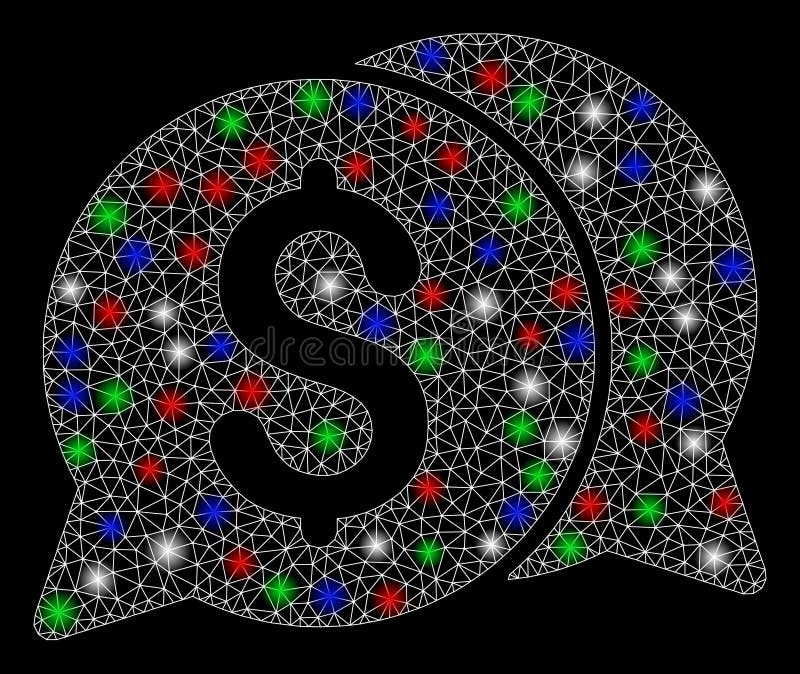 Bright Mesh Wire Frame Money Messages with Flash Spots Stock Vector ...