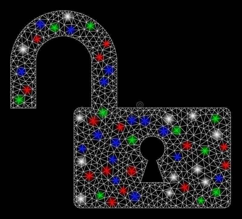 Bright Mesh Wire Frame Open Lock with Flash Spots Stock Vector ...