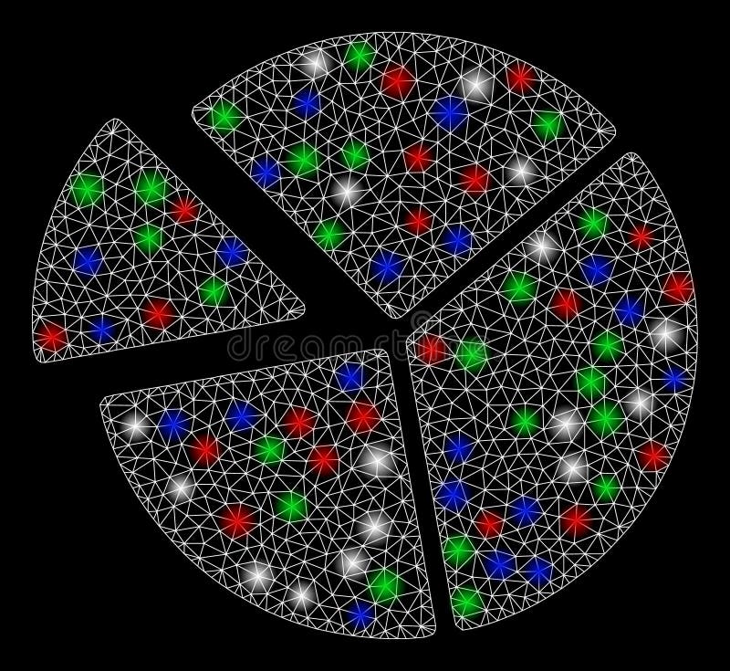 Bright Mesh Wire Frame Pie Chart with Flare Spots Stock Illustration ...