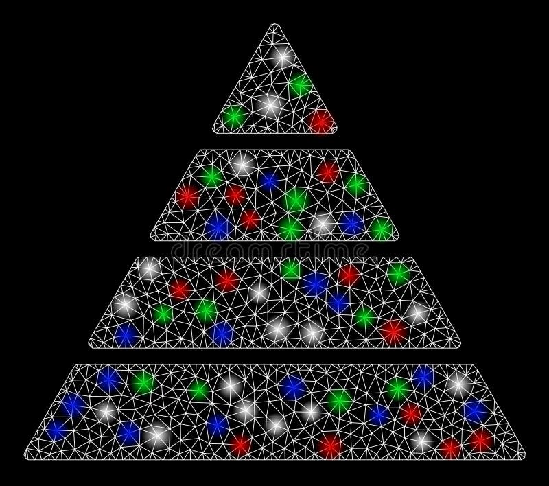 Bright Mesh Wire Frame Pyramid with Light Spots Stock Illustration ...