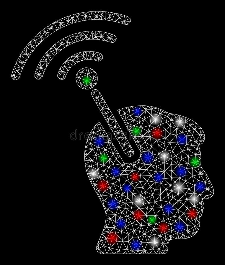 Bright Mesh Wire Frame Radio Neural Interface with Light Spots Stock ...