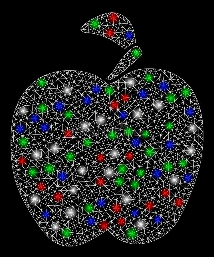 Bright Mesh Wire Frame Red Apple with Flash Spots Stock Vector ...