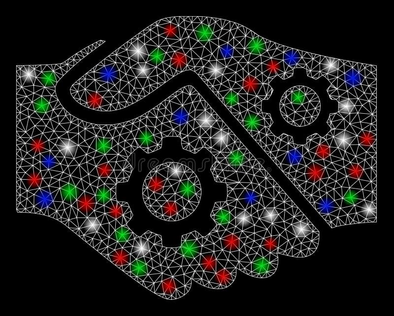 Bright Mesh Wire Frame Smart Contract Handshake with Flash Spots Stock ...