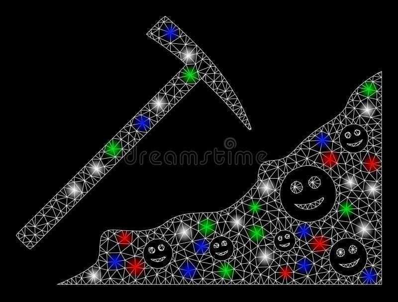 Bright Mesh Wire Frame Smile Mining with Light Spots Stock Vector ...